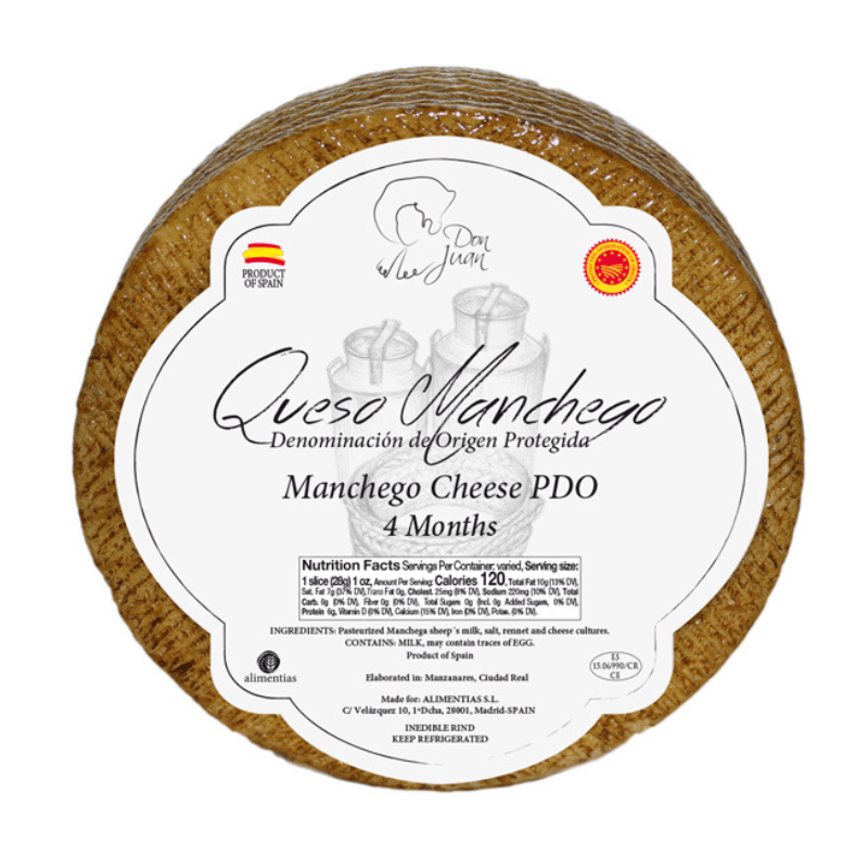 Don Juan 4 Months Manchego Cheese PDO, 6 Lbs | Supermarket Italy