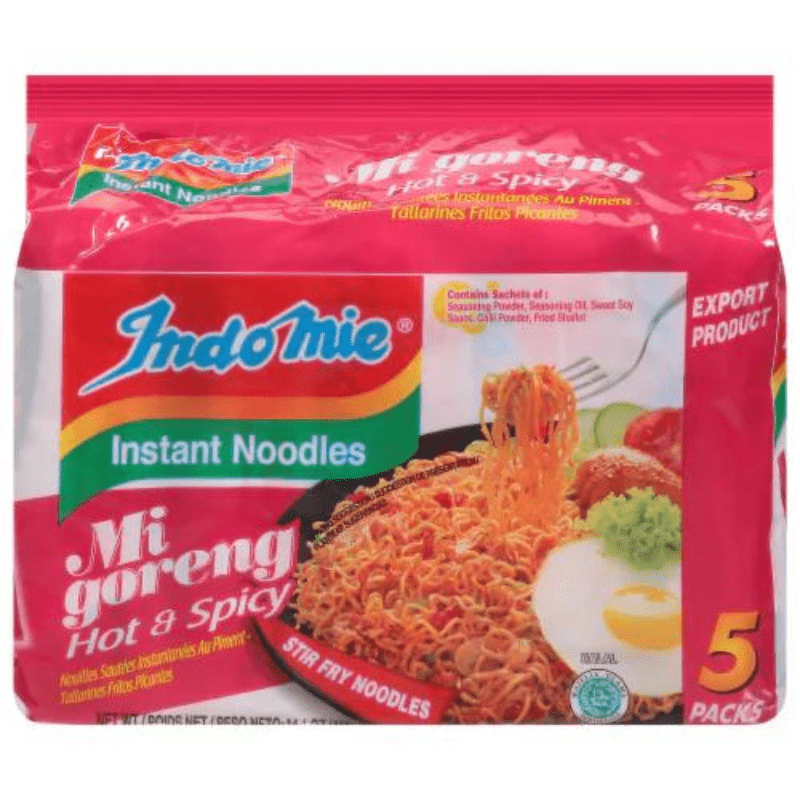 Indo Mie Instant Noodles Mi Goreng Hot & Spicy, 14.1 oz [5 Pack ...
