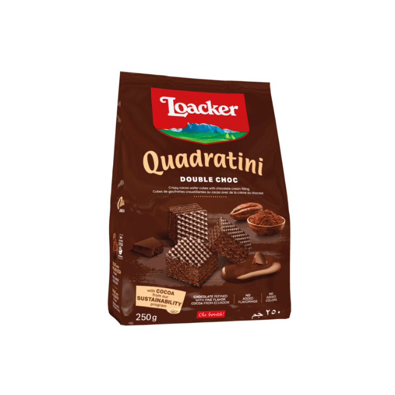 Loacker Quadratini Double Chocolate Cube Wafers, 8.8 oz | Supermarket Italy