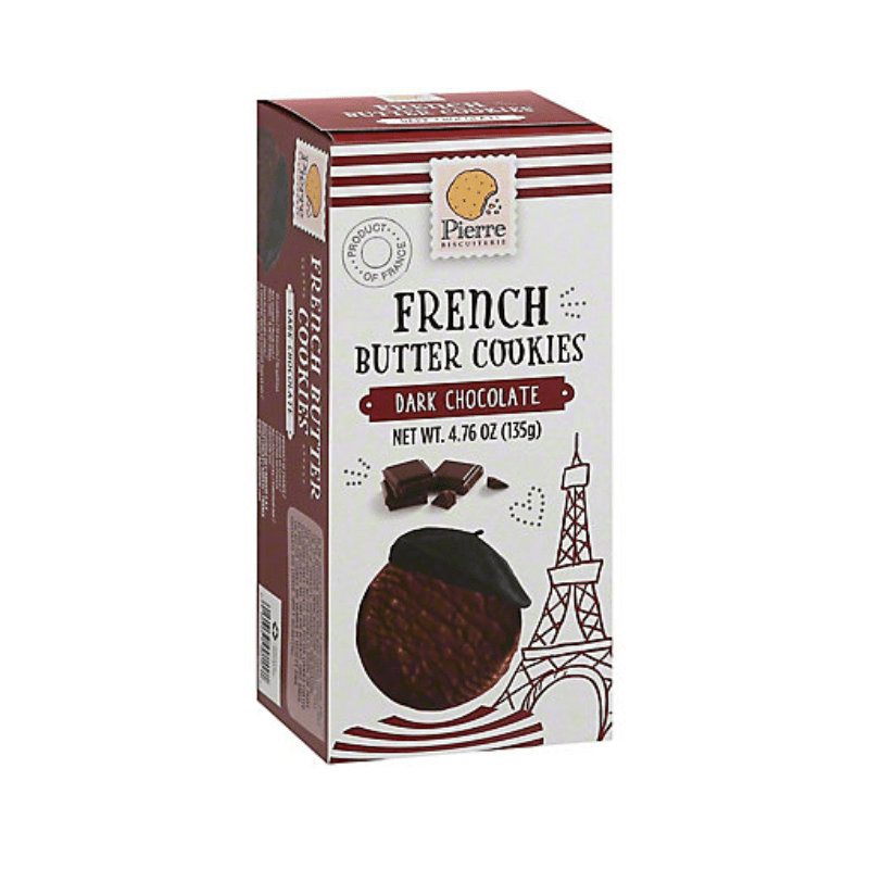 Pierre Biscuiterie Dark Chocolate French Pure Butter Cookies, 4.76 oz ...