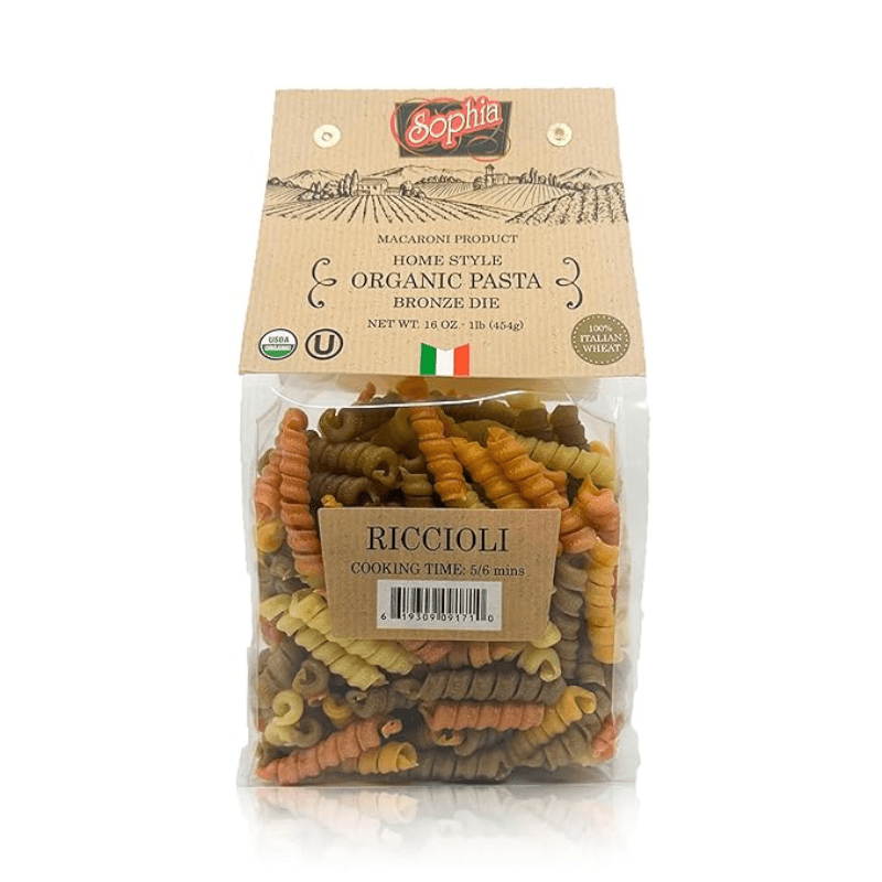 Sophia Organic Four Colored Riccioli Pasta, 16 oz | Supermarket Italy