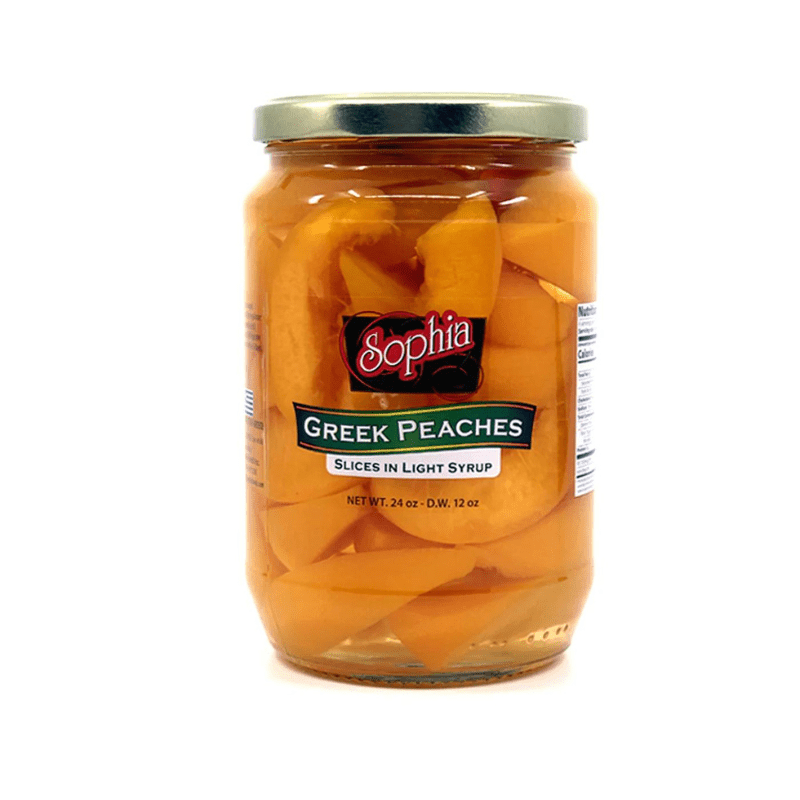 Sophia Greek Peaches Sliced in Light Syrup, 24 oz | Supermarket Italy