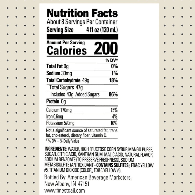 Finest Call Premium Mango Puree Mix, 1 Liter | Supermarket Italy