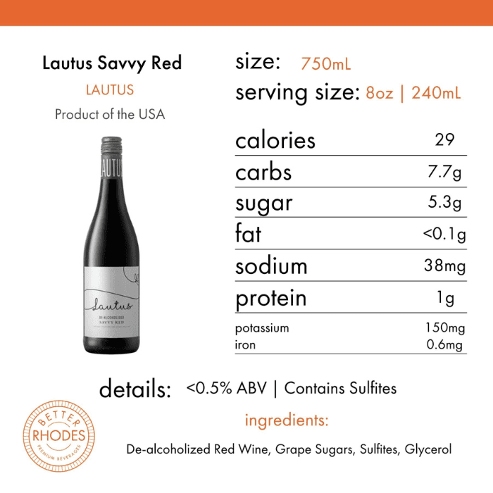 Lautus Savvy Non Alcoholic Red Wine, 25 oz | Supermarket Italy