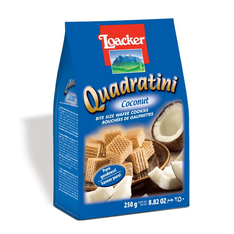 Loacker Quadratini Coconut Cube Wafers, 8.8 oz | Supermarket Italy
