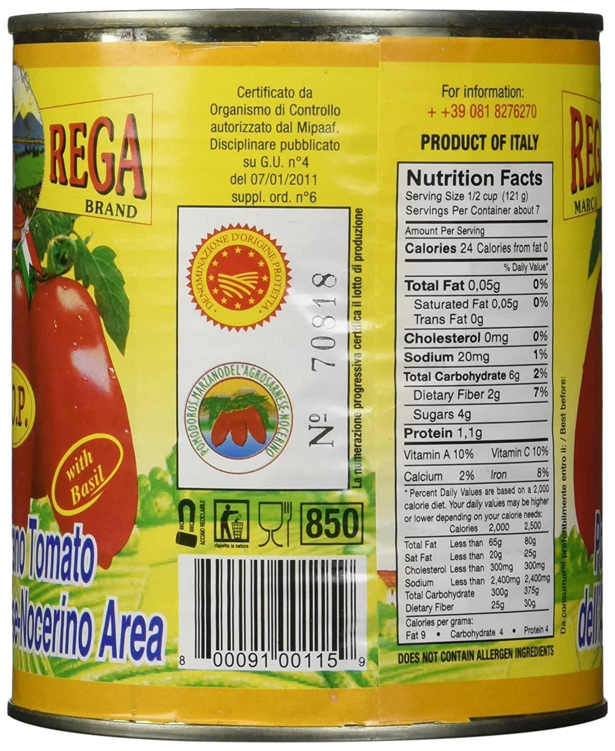 Rega San Marzano Peeled Tomatoes D.O.P., 28 oz | Supermarket Italy
