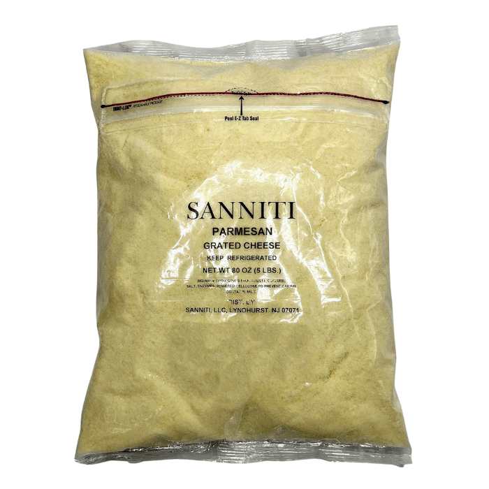 Sanniti Grated Parmesan Cheese Bag, 5 lb. | Supermarket Italy